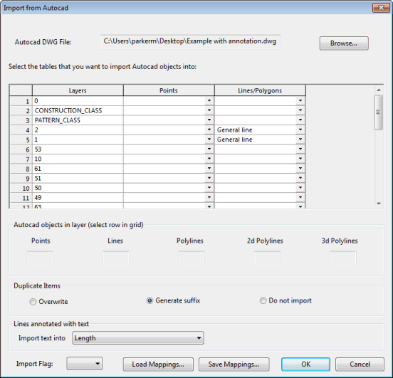 Import From Autocad Dialog