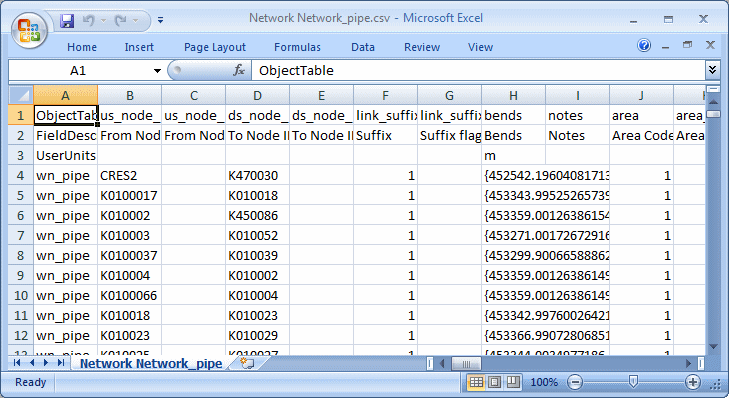 Exporting network data